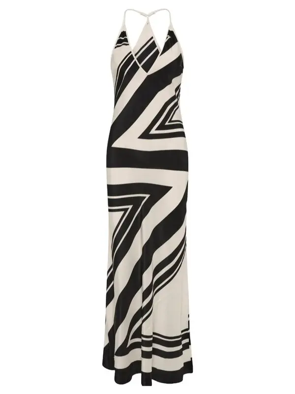 SIR. Piètra Geometric Print Maxi Dress - Black