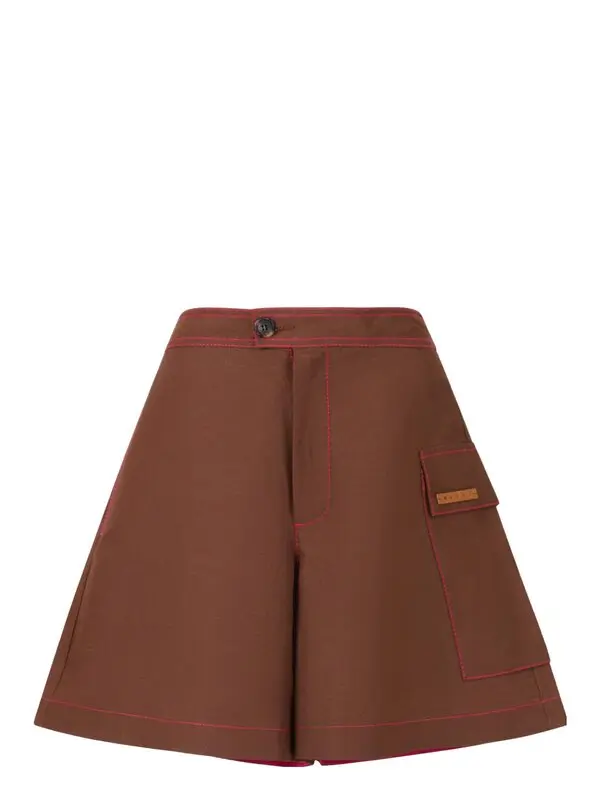 Marni High Waisted Logo Patch Cargo Shorts - Tobacco