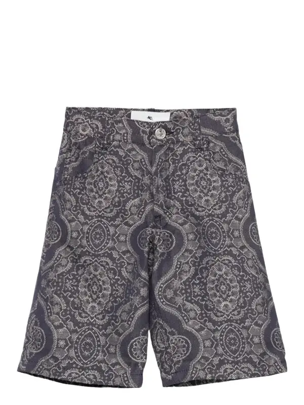 Etro Patterned Jacquard Shorts - Indigo Blue