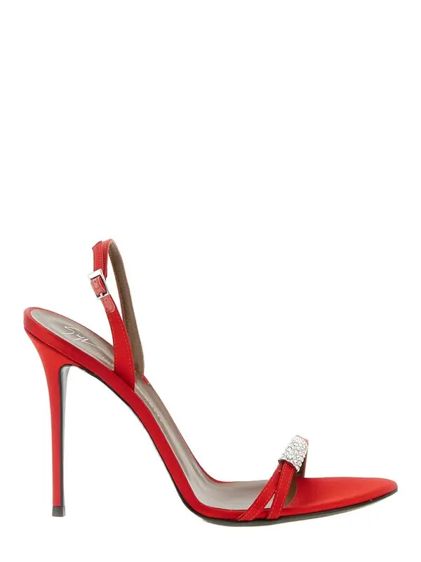GIUSEPPE ZANOTTI Lena Crystal Heeled Sandals - Red