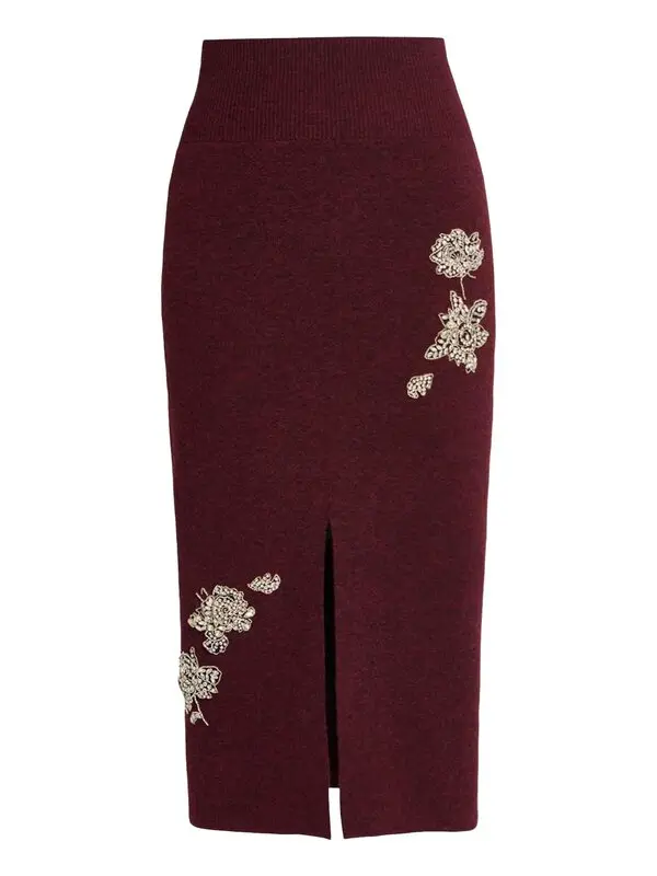 Erdem High Waist Skirt With Floral Embroidery - Brown