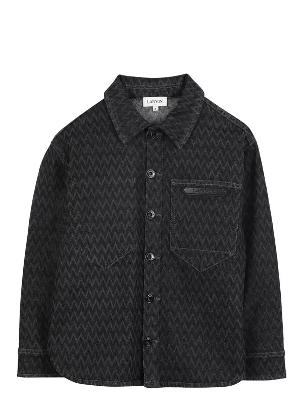 LANVIN Long-sleeved Denim Shirt With Chevron Pattern - Black