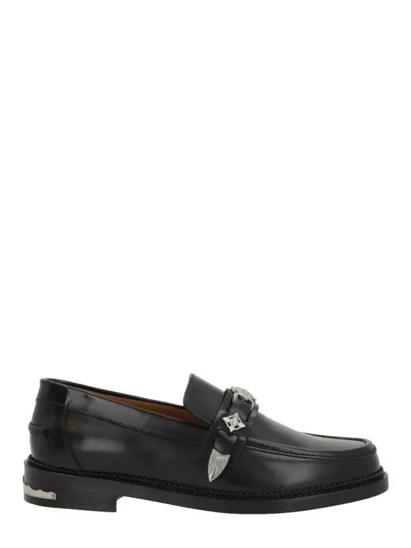 TOGA VIRILIS Round Toe Loafers With Metal Detailing - Black