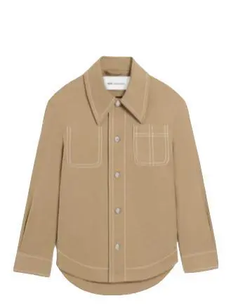 Ami Buttoned Worker Jacket - Taupe