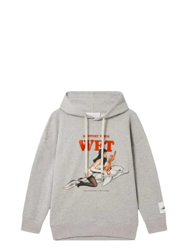 Stella McCartney Graphic Print Drawstring Hoodie - Light Gray