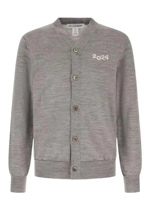 Comme Des Garçons Long-sleeved Cardigan With Embroidery - Gray
