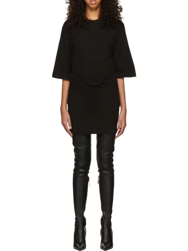 DION LEE Corset Detail Tunic Top - Black
