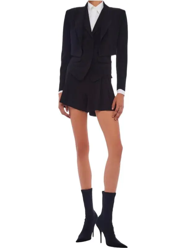 Norma Kamali V-neck Cropped Jacket - Black