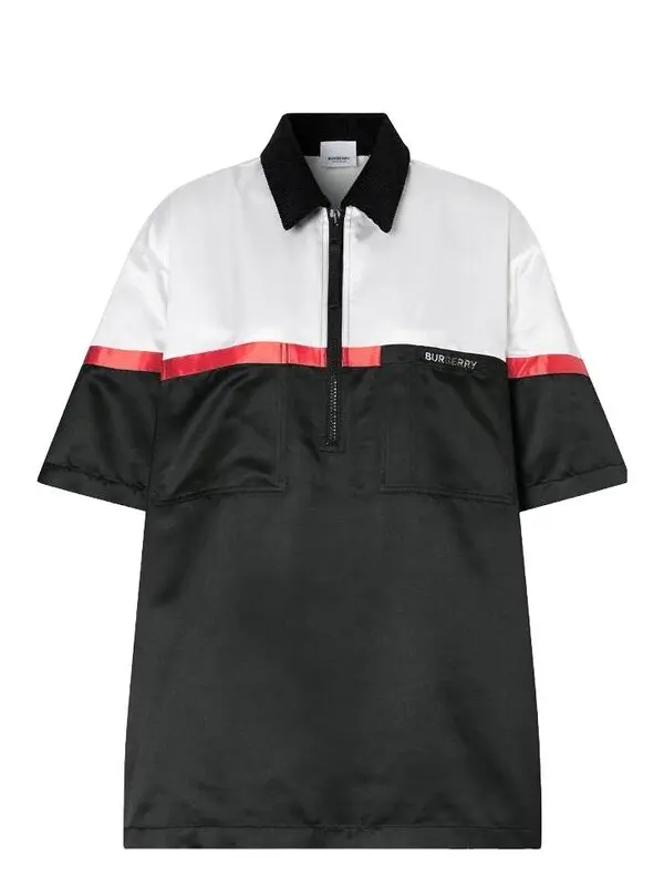 Burberry Oversized Color Block Bowling Shirt - Black