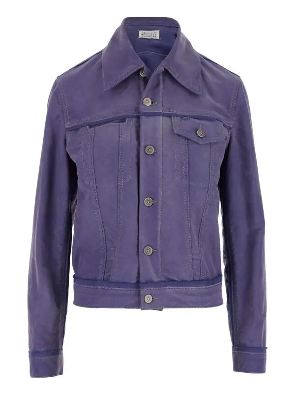 MAISON MARGIELA Oversized Collar Denim Jacket - Blue