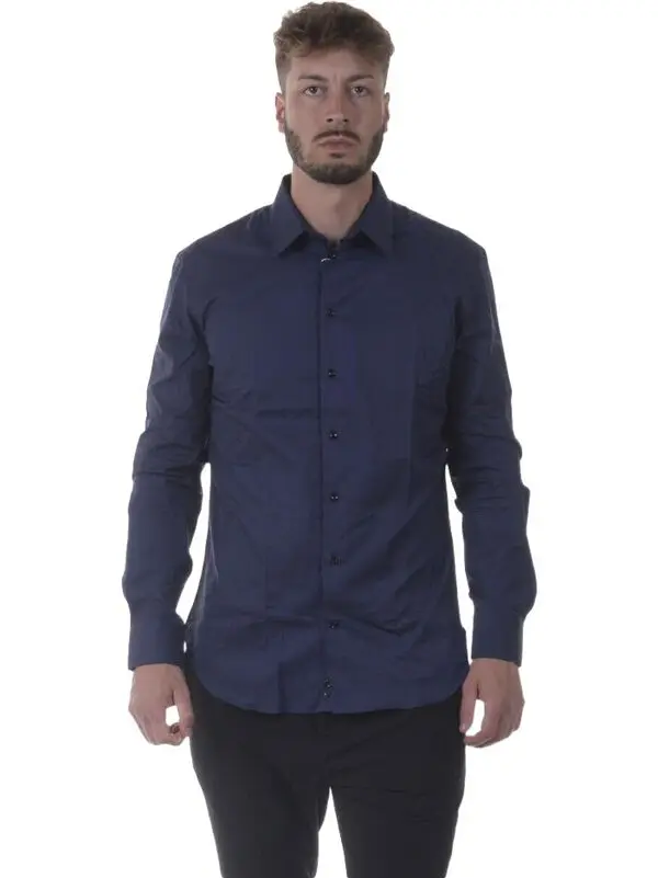 Emporio Armani Cotton Long-sleeved Shirt - Black