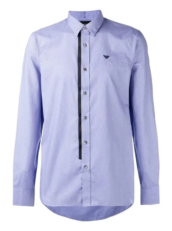 Emporio Armani Logo Long-sleeved Shirt - Blue