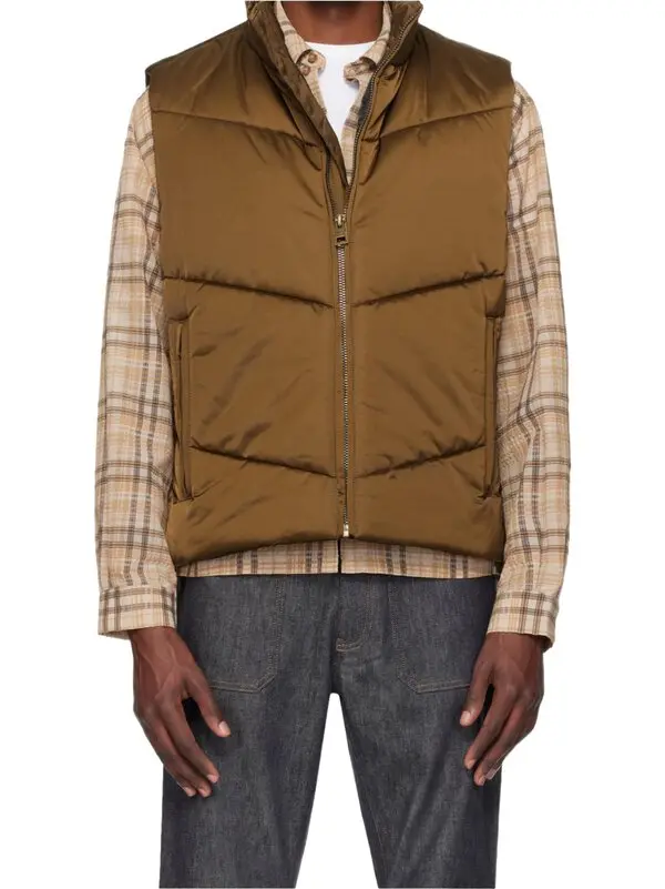 Hugo Boss Sleeveless Quilted Cotton Jacket - Brown