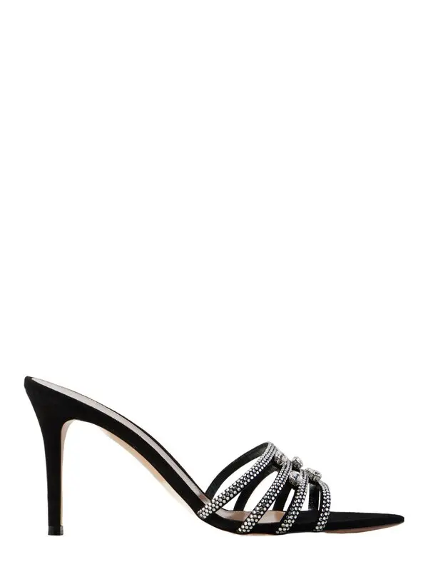 GIANVITO ROSSI Crystal-embellished Suede Stiletto Sandals - Black