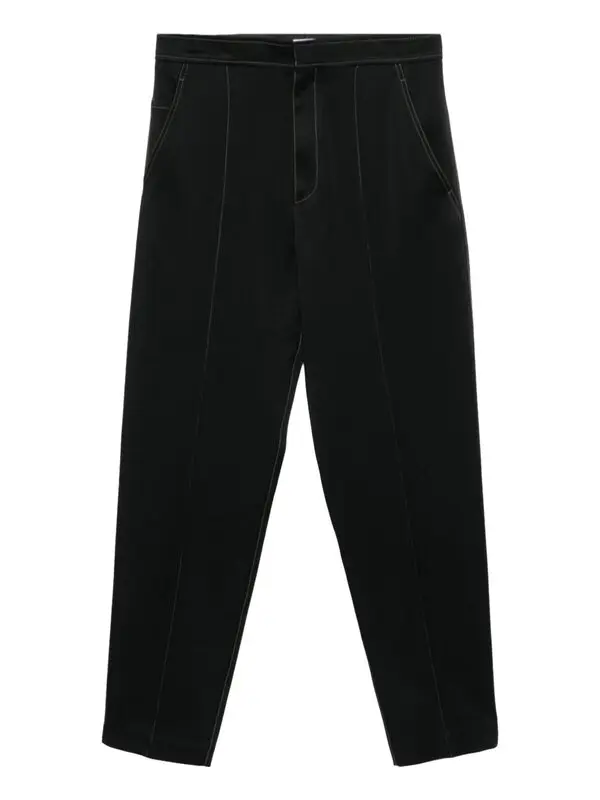 Brunello Cucinelli Satin Trousers With Stitching Detail - Black