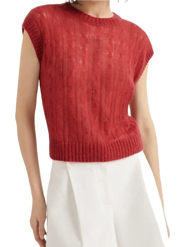Brunello Cucinelli Cable Knit T-shirt - Red