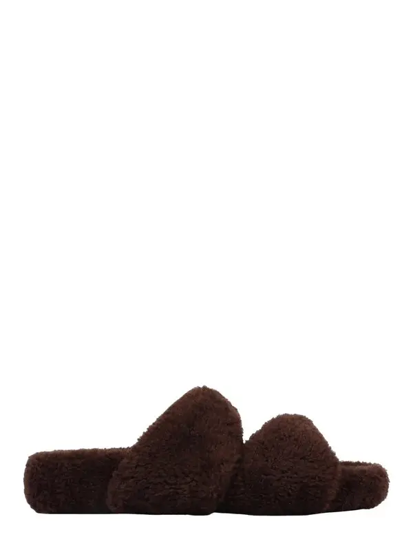 AQUAZZURA Twist Shearling Slip-on Sandals - Black