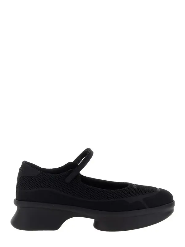 Prada Round-toe Mesh Ballerinas With Adjustable Strap - Black