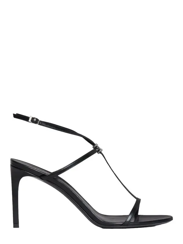 Celine T-bar Triomphe Sandal In Calfskin - Black