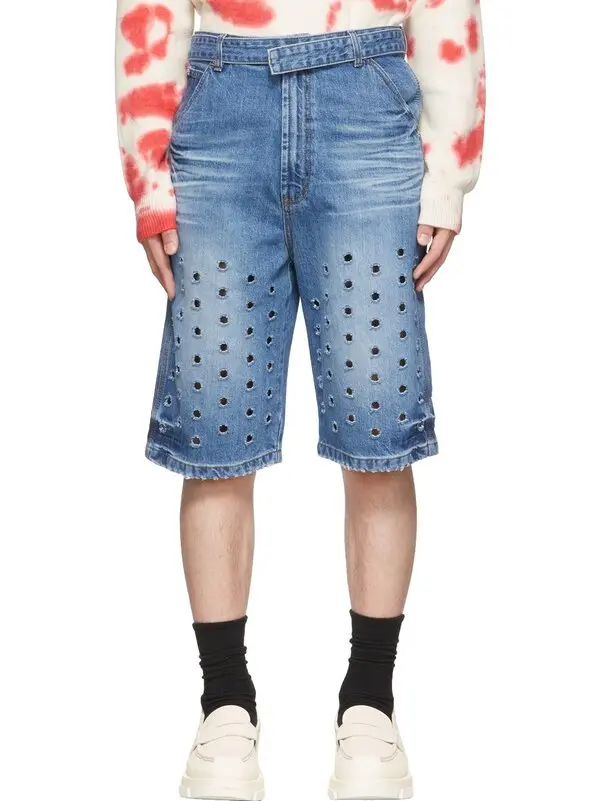 We11Done Non-stretch Denim Shorts - Blue