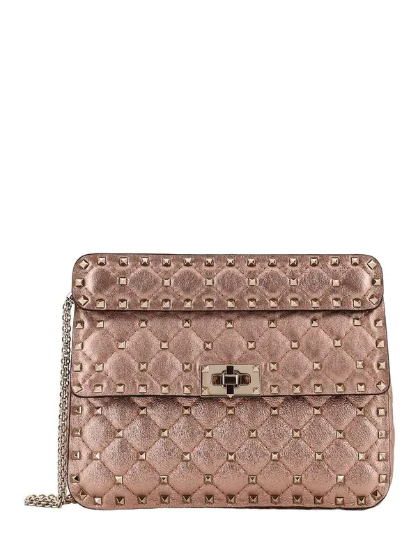Valentino Garavani Rockstud Spike Foldover Top Shoulder Bag - Brown