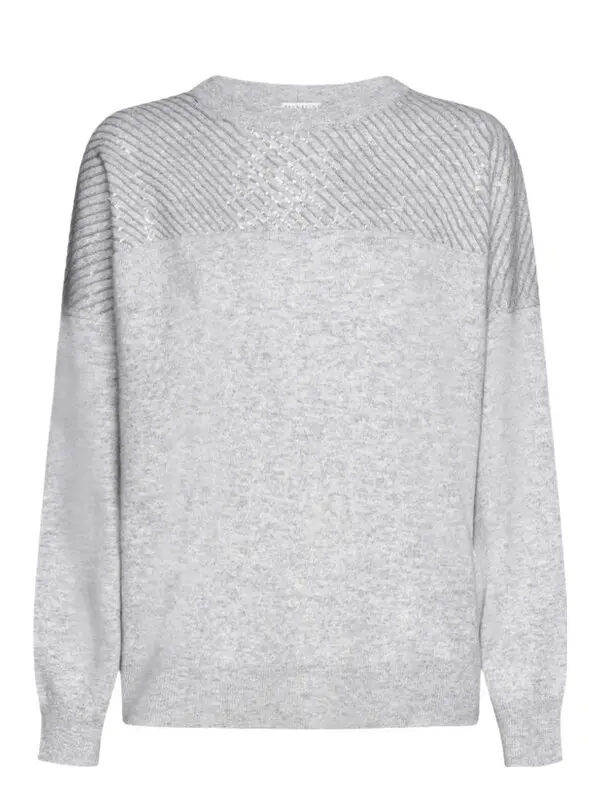 Brunello Cucinelli Sequin Embellished Crewneck Sweater - White