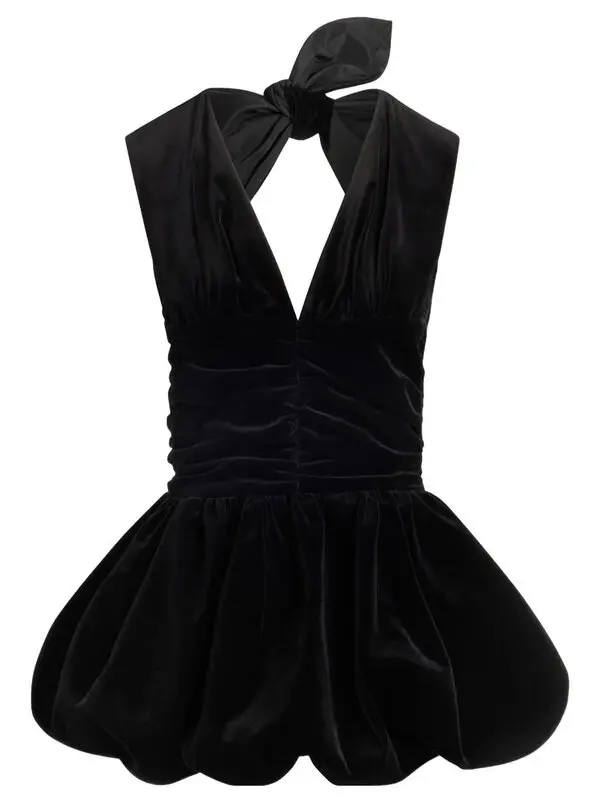 PATOU Velvet Open Back Mini Dress - Black