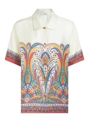 Etro Paisley Print Short Sleeve Shirt - White
