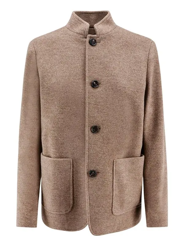 Loro Piana Button-up Coat With Stand Collar - Brown