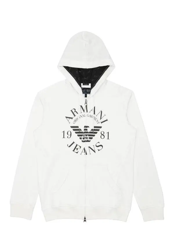 Emporio Armani Hooded Casual Jacket With Zipper Opening - White