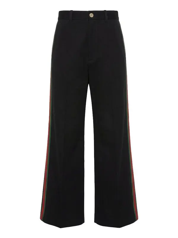 Gucci Viscose Culotte Pants With Web Detail - Black