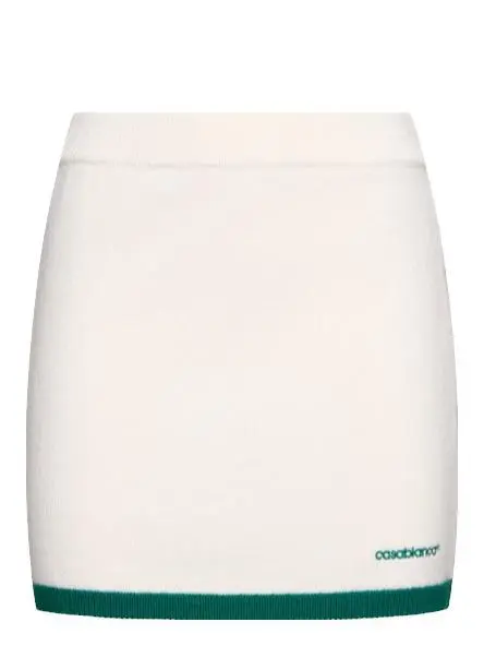 Casablanca Wool Knit Tennis Mini Skirt - White