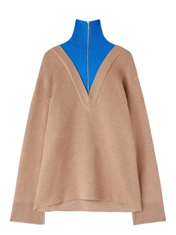 JIL SANDER Drop Shoulder Layered Jumper - Nude