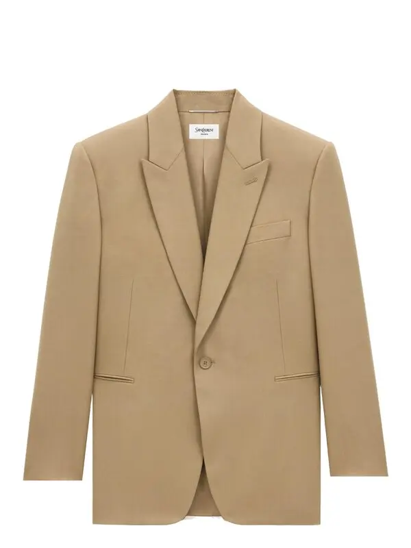 Saint Laurent Single-breasted Peak Lapel Jacket - Beige