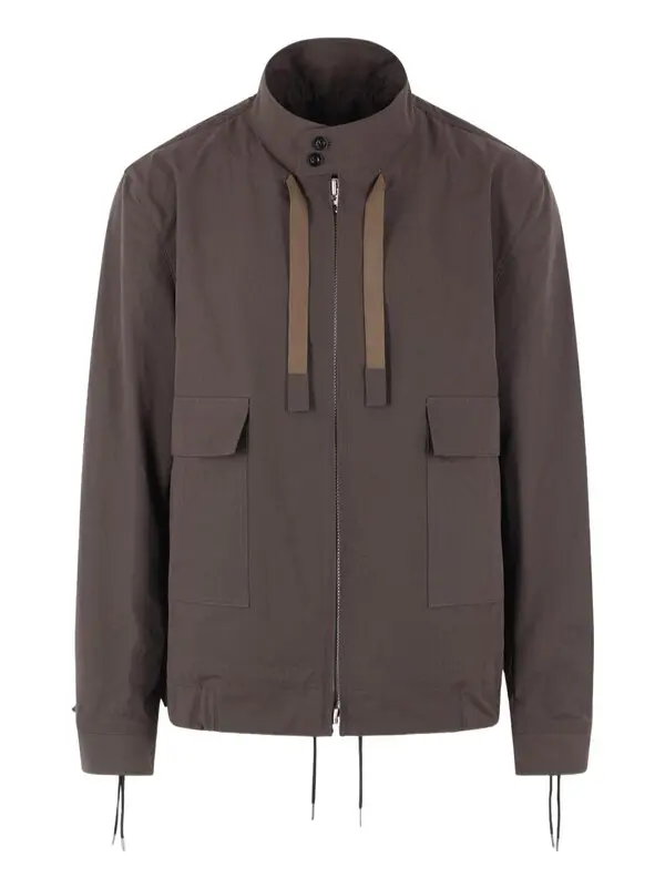 Sacai Weathercloth Blouson With High Neck And Zipper Closure - Brown