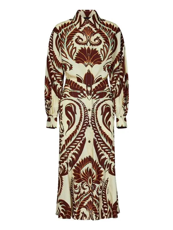 Etro Graphic-print Cotton Shirtdress - Brown