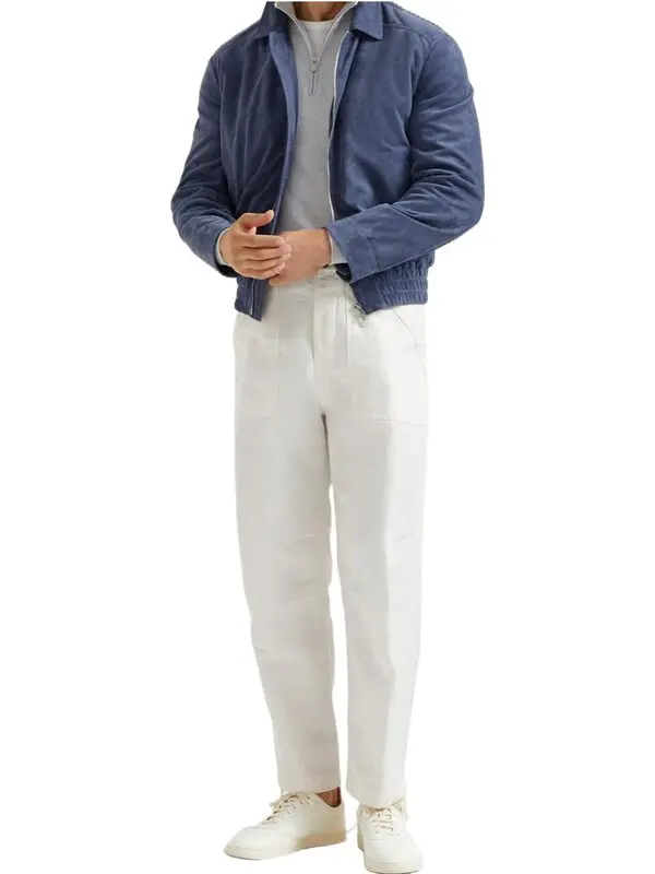 Brunello Cucinelli Suede Bomber Jacket - Denim
