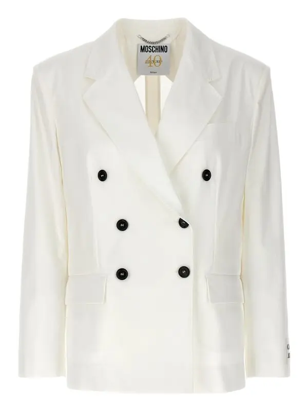Moschino Double Breasted Tailored Blazer - White