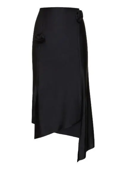 Coperni Asymmetrical Skirt With Flower Decals - Black