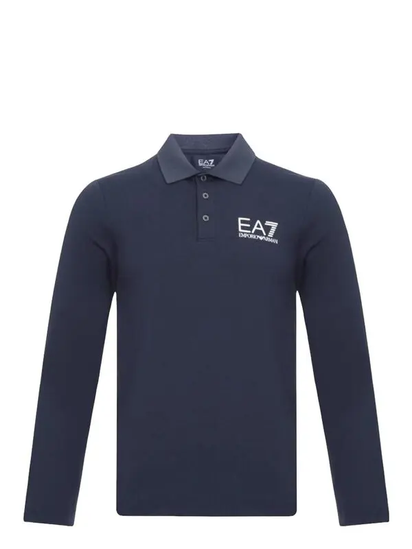 EA7 Navy Blue Long-sleeved Polo Shirt - Black