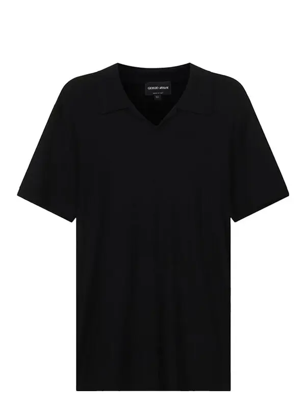 Giorgio Armani Stretch Short-sleeved Jersey Polo Shirt - Black