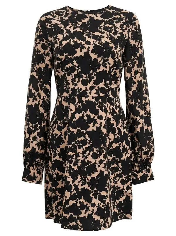 Sportmax Long Sleeve Floral Print Dress - Black