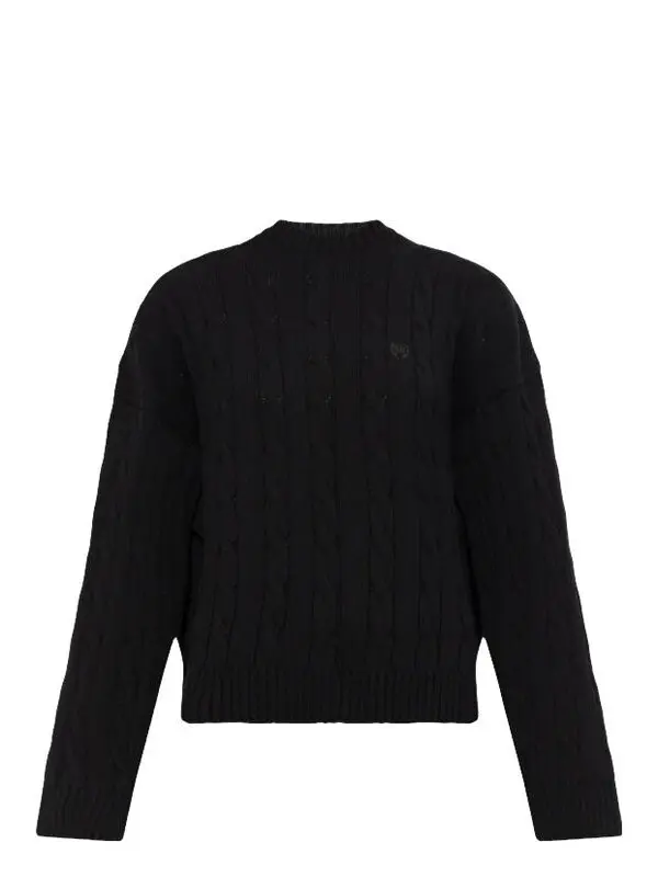 Balenciaga Cable Knit Logo Sweater - Black