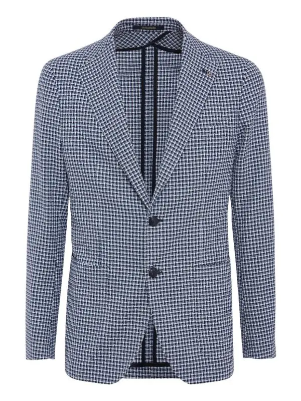 Tagliatore Checked Blazer With Notch Lapel - Blue