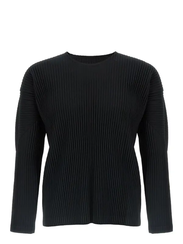 Issey Miyake Homme Plissé Long-sleeved Crewneck Jumper - Black
