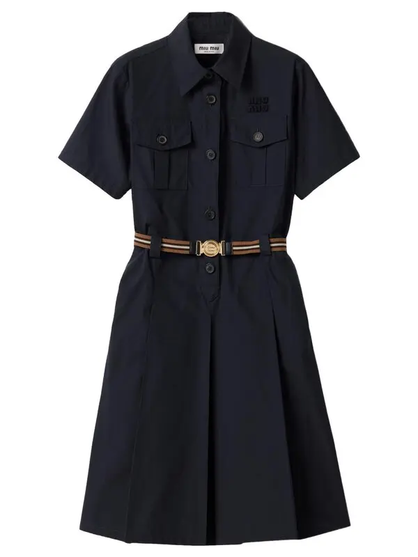 Miu Miu Panama Cotton Shirt Dress - Navy