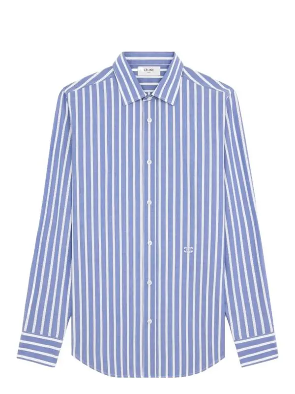 Celine Loose Shirt In Striped Cotton - Blue