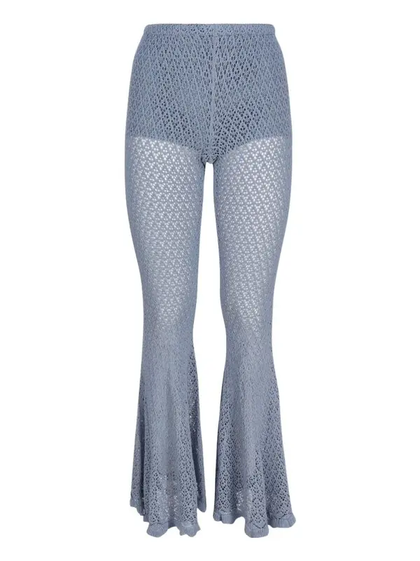 Blumarine Crochet-knit Scallop-edge Flared Pants - Blue