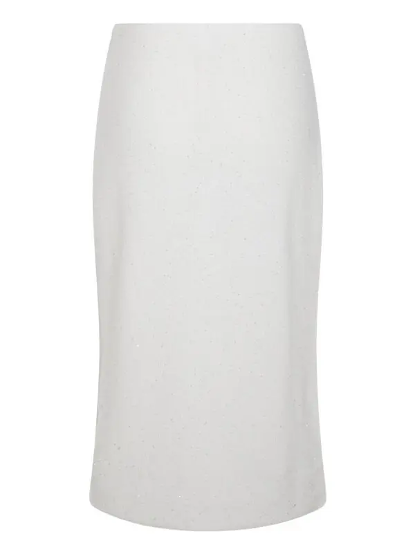 Fabiana Filippi Sequin Embellished Knitted Pencil Skirt - White