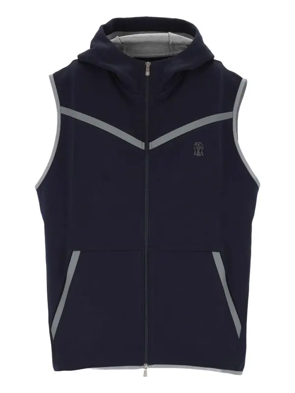Brunello Cucinelli Logo Embroidered Gilet - Black